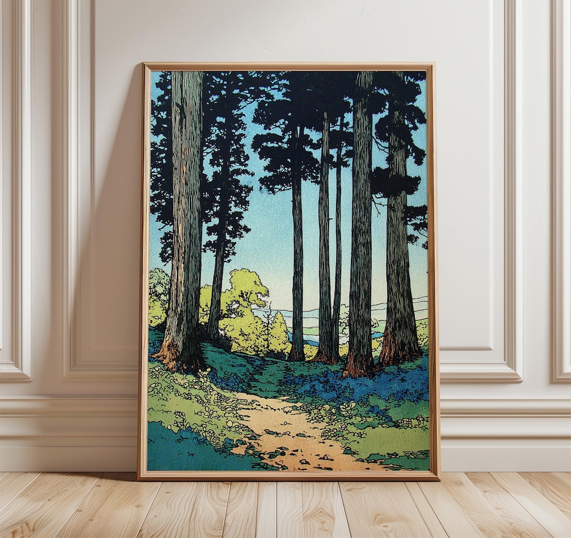 Vintage Forest Poster, Woodland Path Wall Art, Tranquil Nature Print ...