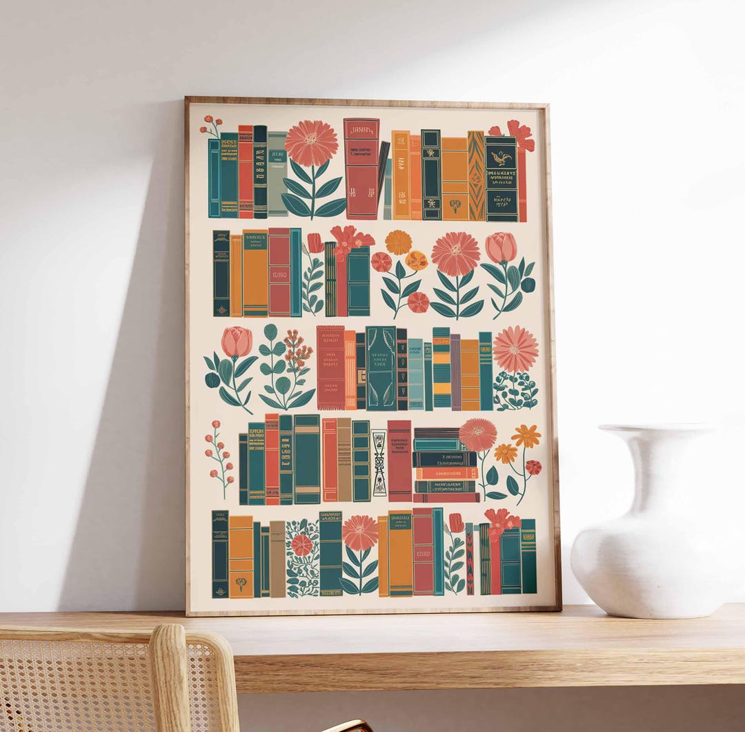 Vintage Library Poster, Book Art, Reading Poster, Book Lovers Gift ...