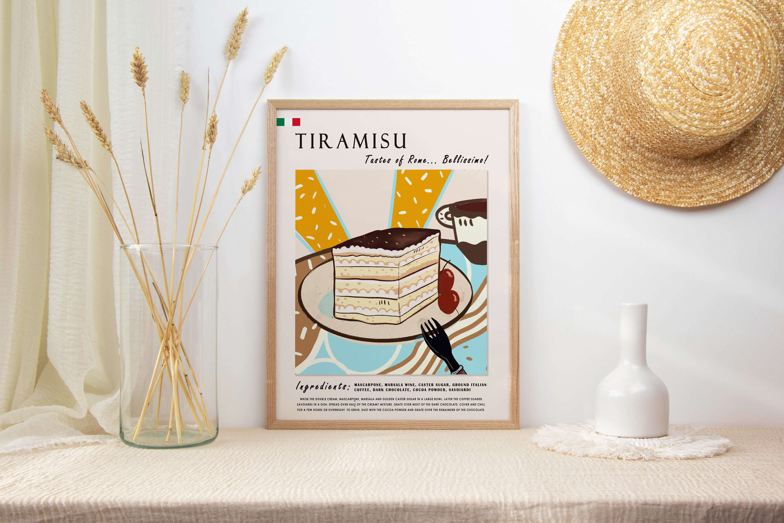 Italian Food Poster, Tiramisu, Dessert Poster, Art Poster, Rome Print ...