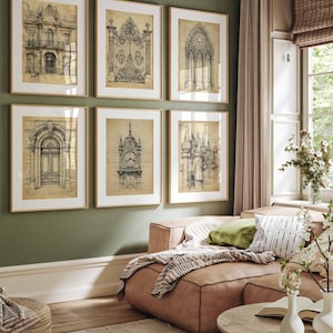Set of 6 Vintage Architectural Prints, Antique Building Blueprints ...