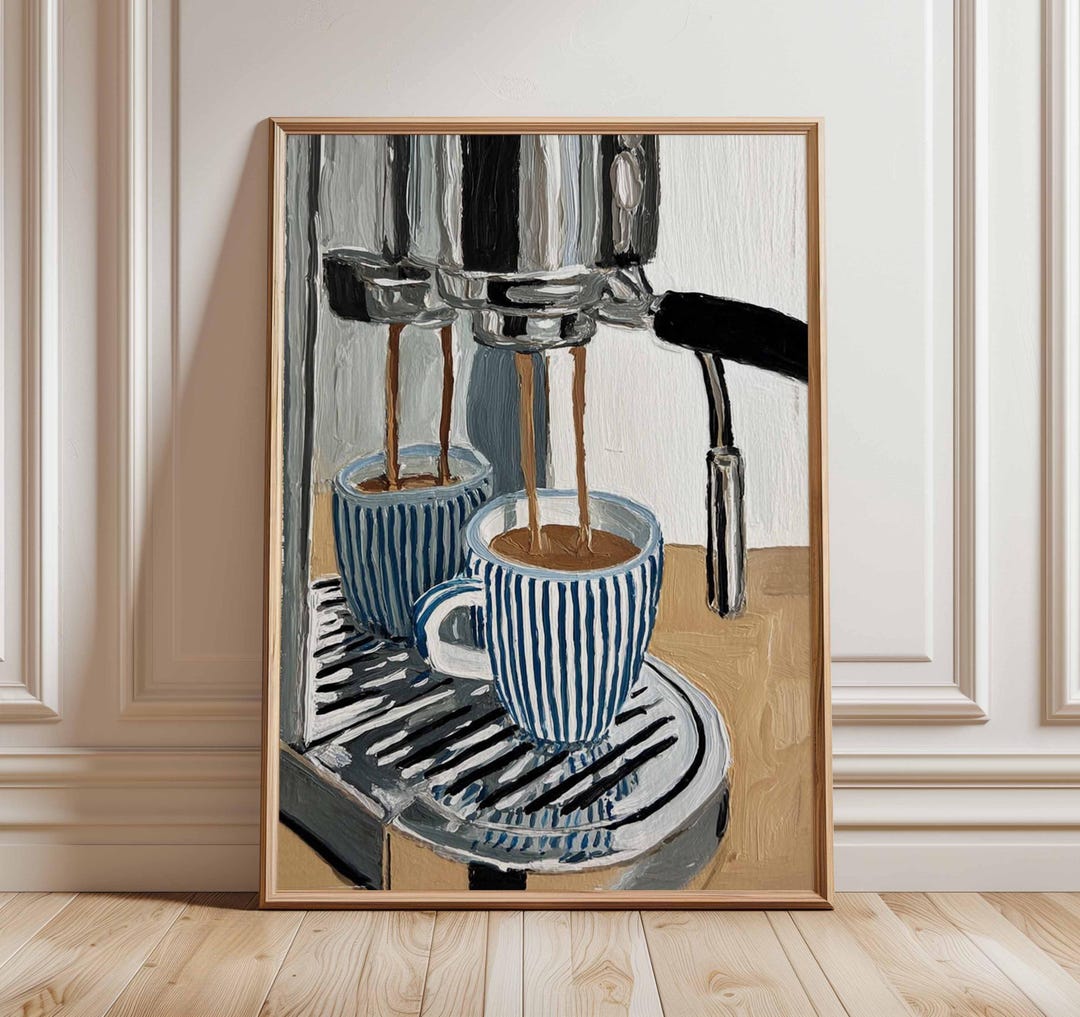 Coffee Art Print | Espresso Machine Painting | Barista Kitchen Wall ...