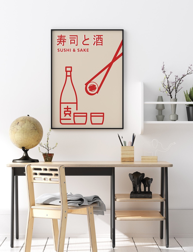 Japanese Print Japanese Poster Sushi & Sake Food Art Food - Etsy