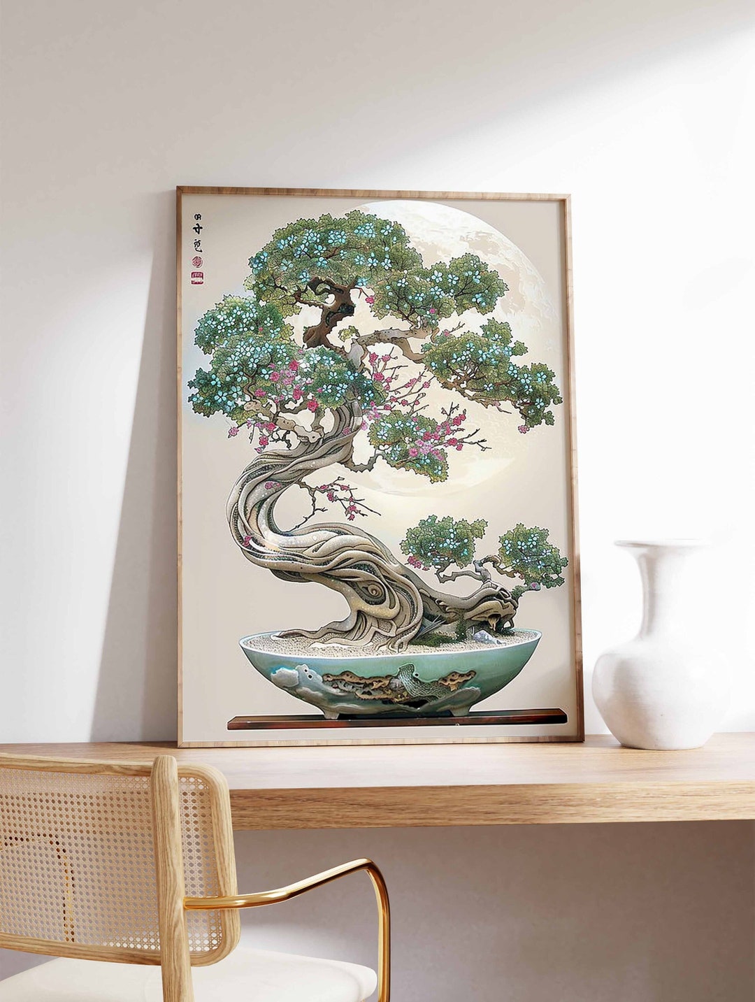 Bonsai Tree Poster, Japanese Bonsai Print, Japanese Floral Print ...