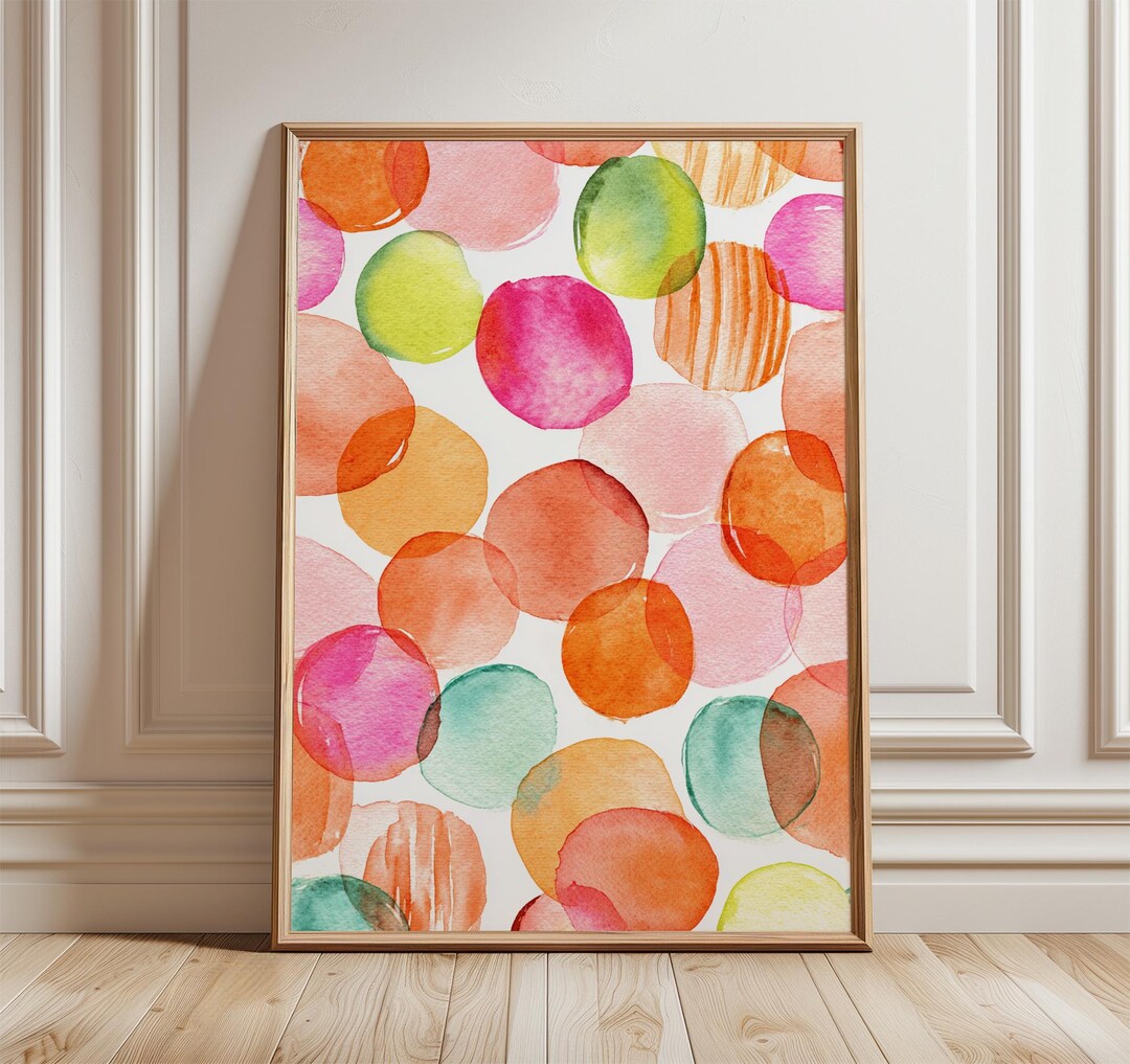 Colorful Watercolor Stripes Poster, Modern Minimalist Wall Art Print ...