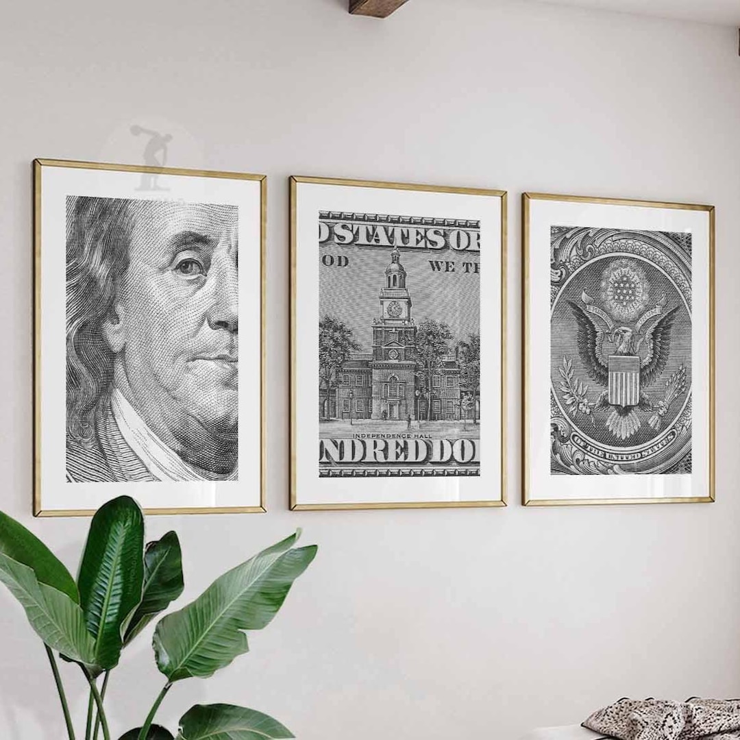 Dollar Bill Set of 3 Posters | Money Wall Art | Luxury Wall Art ...