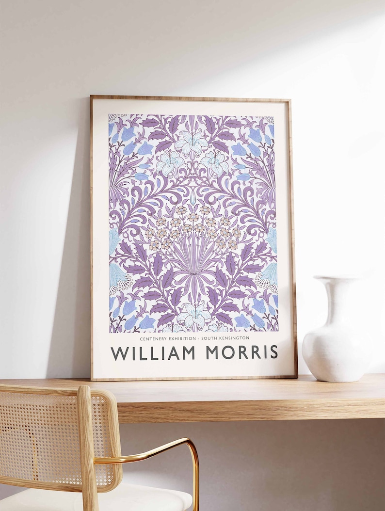 William Morris Exhibition Poster, Purple Floral Botanical Print - Etsy