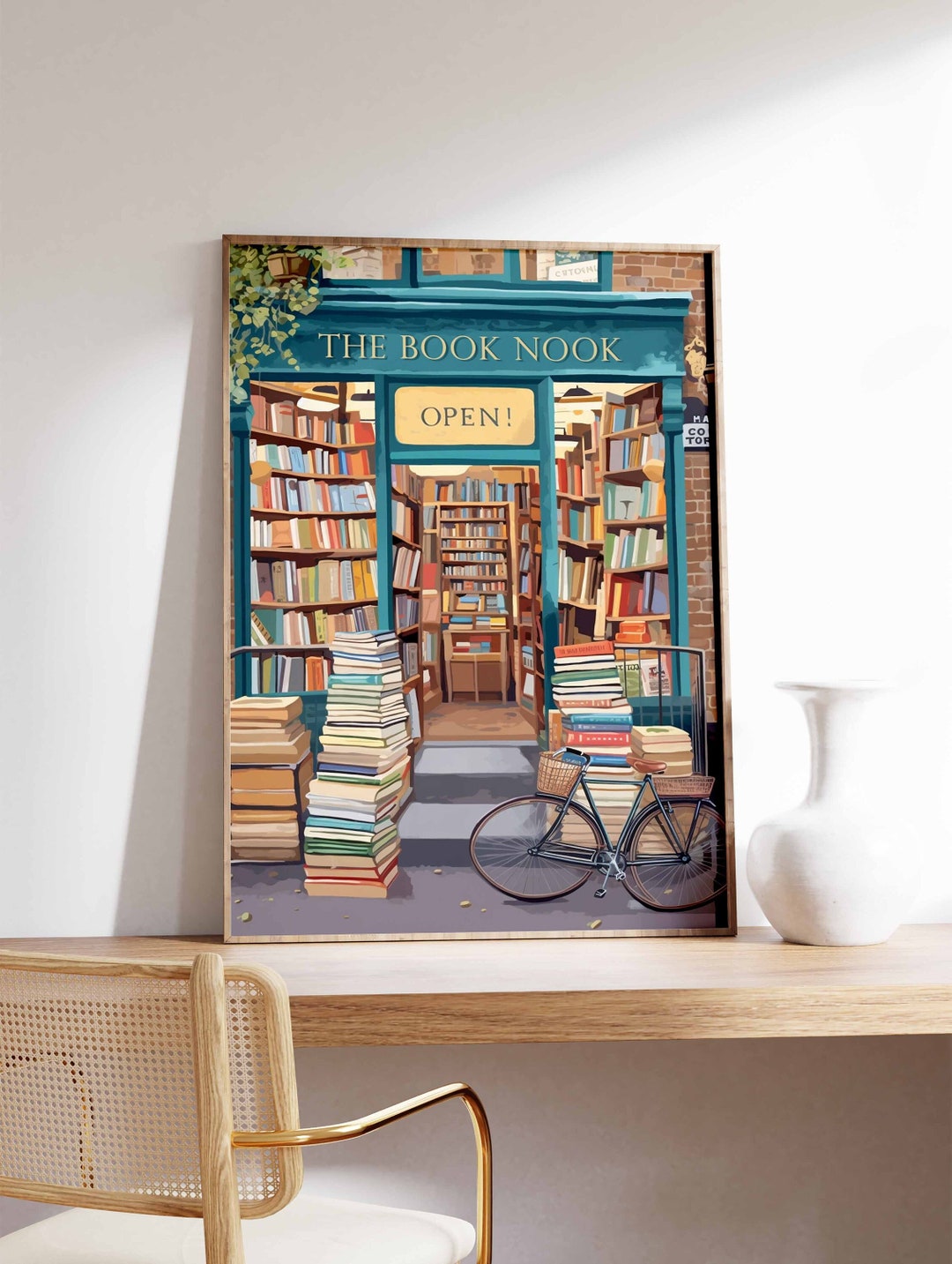 Vintage Book Store Poster, Book Shop Print, Book Lovers Gift, Reading ...