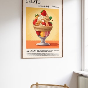 Gelato Poster, Italian Food Art, Ice Cream Food Poster, Kitchen Decor ...