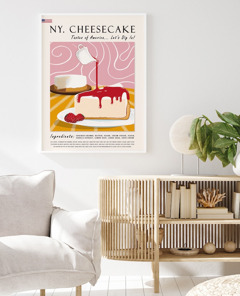 American Food Poster, New York Cheesecake, Dessert Poster, Art Poster ...
