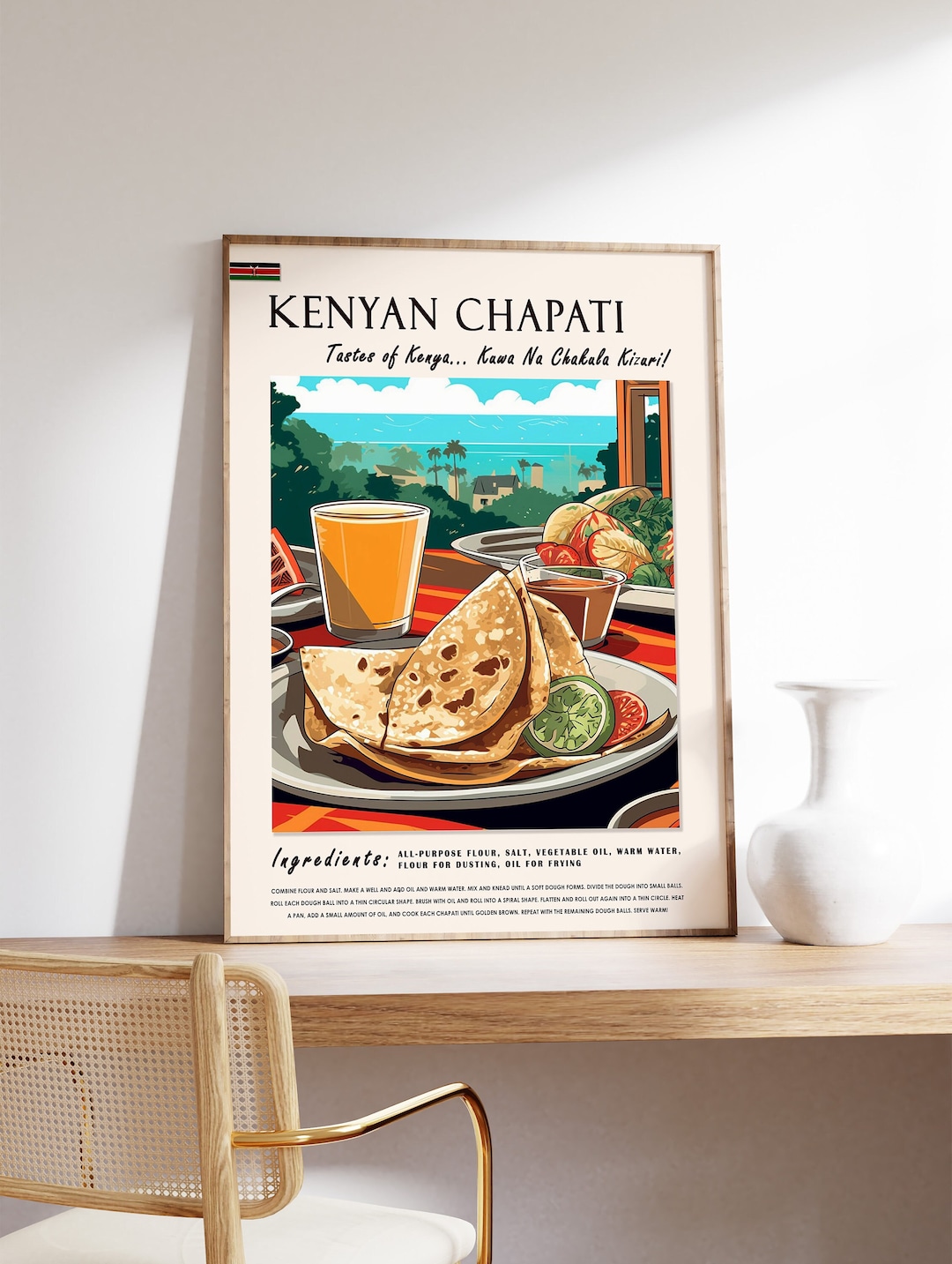 Kenyan Chapati Bread Food Poster, Kenyan Food Print, African Food Art ...