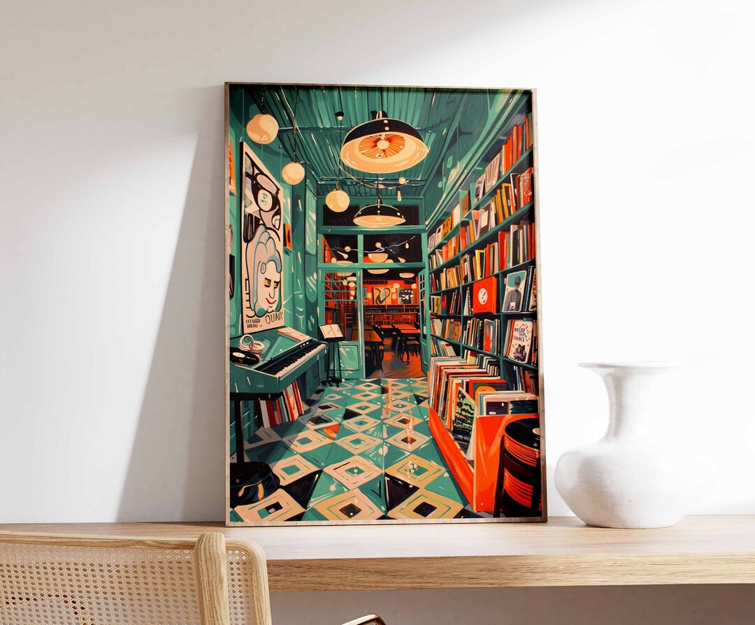 Retro Vinyl Record Store Poster, Vintage Music Print, Record Store Art ...