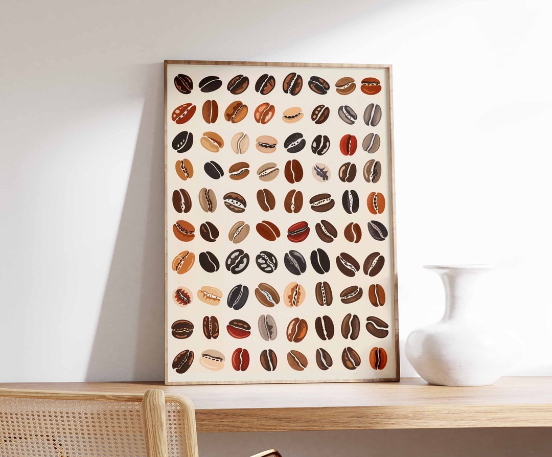 Coffee Bean Poster, Coffee Art, Coffee Poster, Kitchen Decor, Kitchen ...