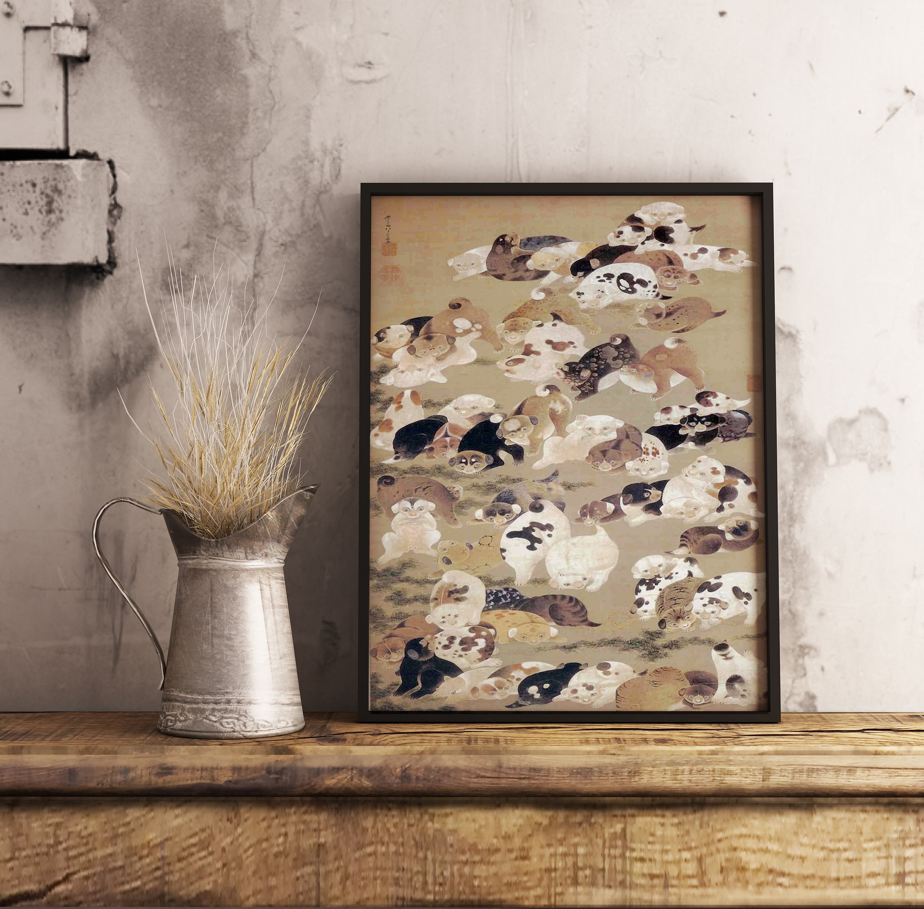 Japanese Cats Poster Japanese Cat Art Print Animal Wall Art | Etsy