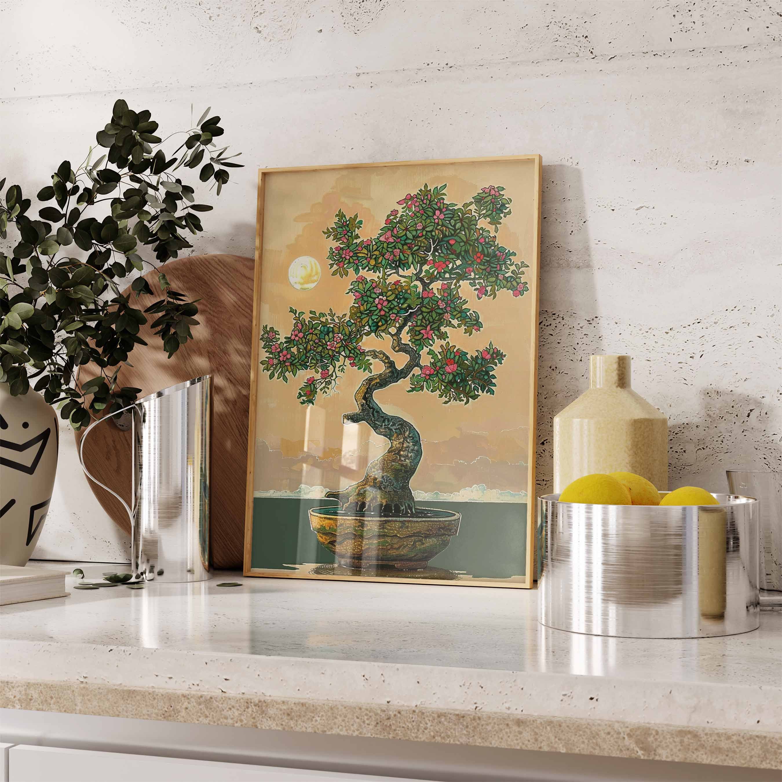 Japanese Bonsai Tree Art Print, Oriental Wall Decor - Etsy UK