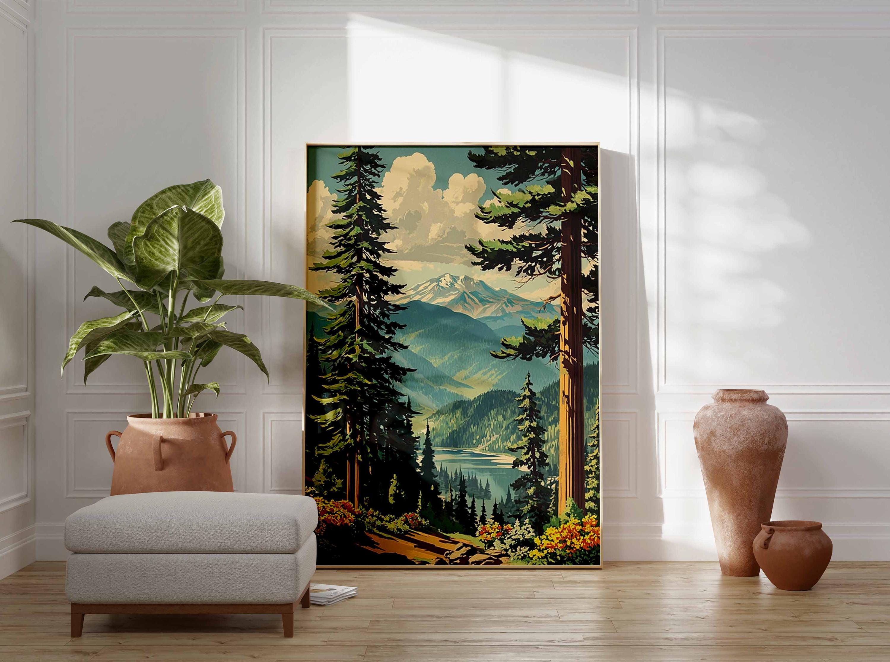 Mountain Forest Wall Art, Nature Landscape Poster Print, Wilderness ...