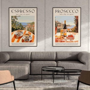 Set of 2 Espresso and Prosecco Posters, Drink Posters, Kitchen Decor ...