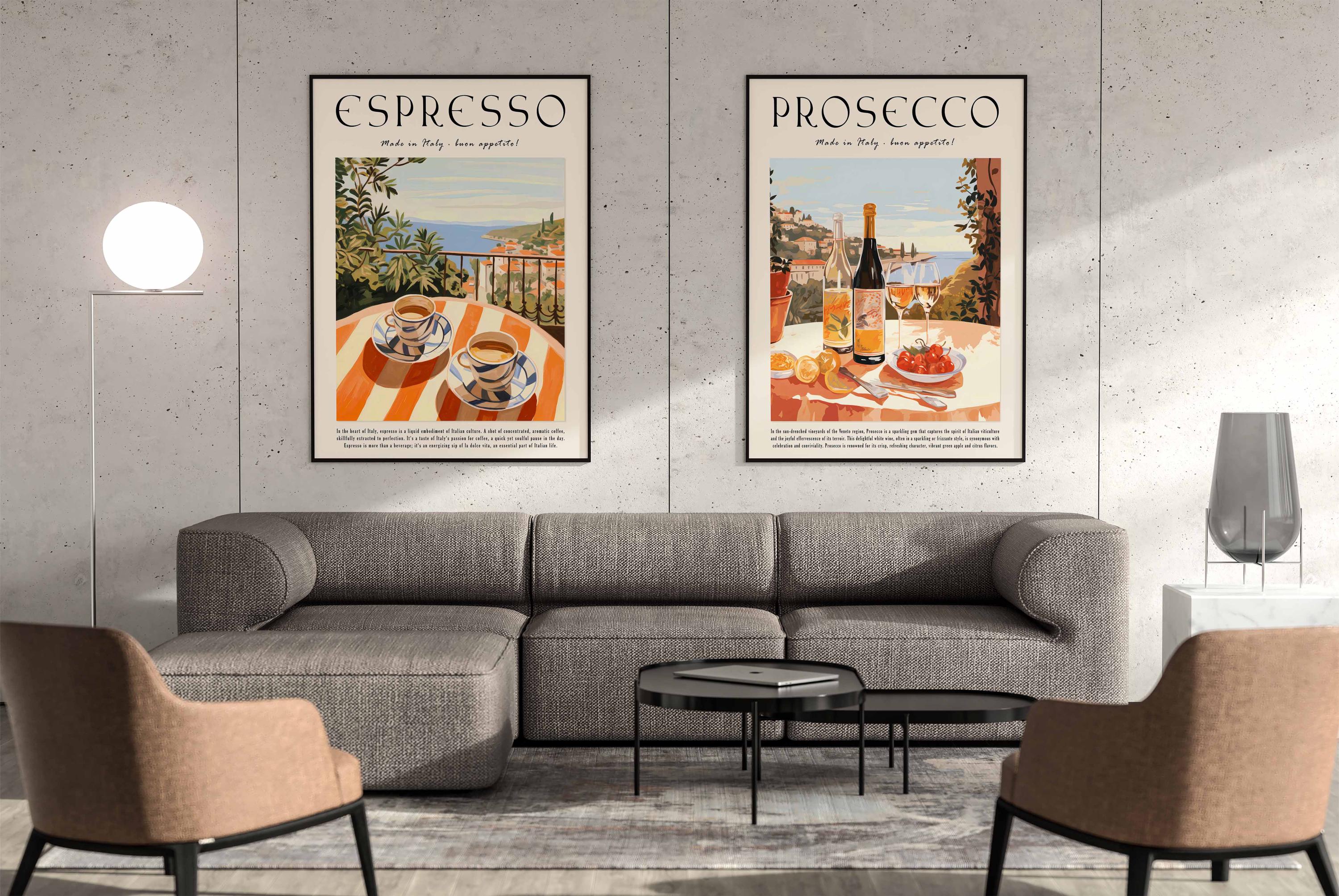 Set of 2 Espresso and Prosecco Posters, Drink Posters, Kitchen Decor ...