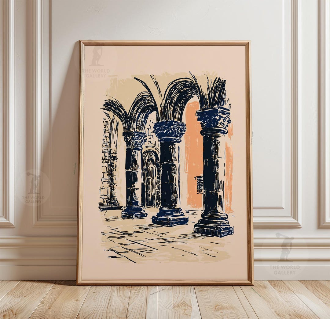 Abstract Arches Line Drawing Poster | Black White Architectural Wall ...