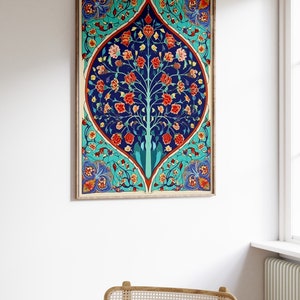 Islamic Floral Art Print, Geometric Muslim Artwork, Arabic Calligraphy ...