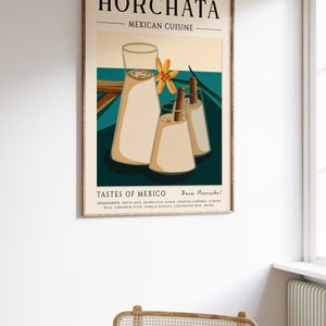 Mexican Food Poster, Horchata Food Print, Travel Poster, Kitchen Poster ...