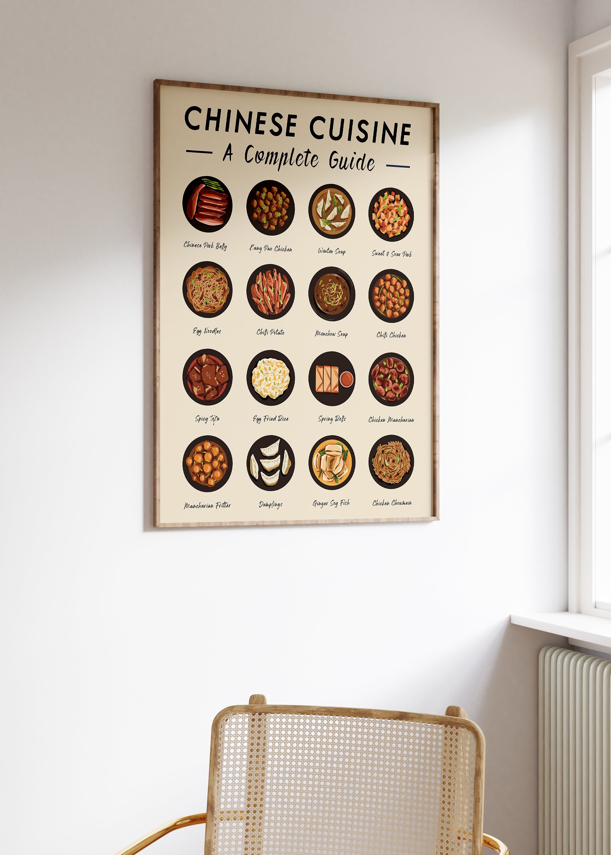 Chinese Food Art Print Chinese Cuisine Wall Art Food Art - Etsy