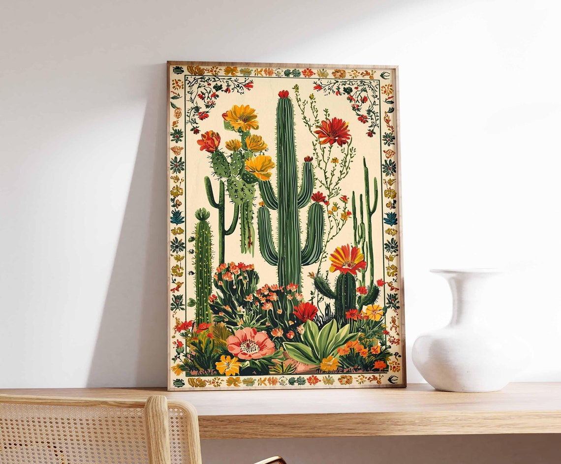 Vintage Mexican Poster, Cactus Print, Mexican Prints, Mexican Decor ...