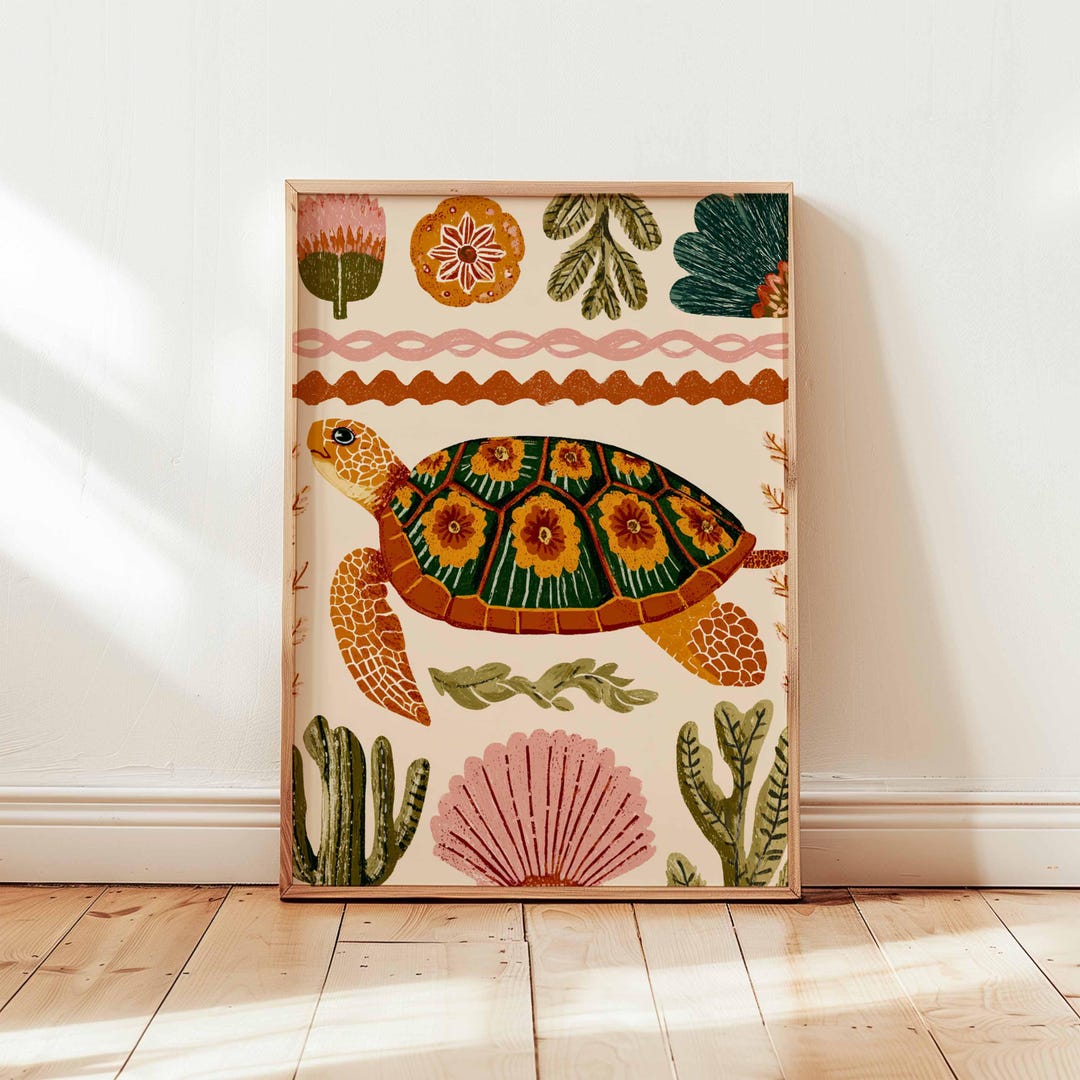 Turtle Poster, Ocean Wall Art, Sea Turtle Print, Marine Life Poster ...