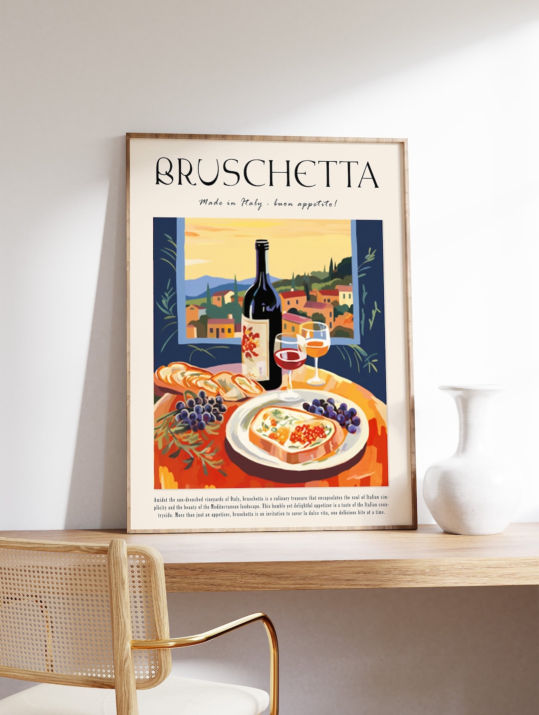 Italian Food Poster, Bruschetta Food Print, Kitchen Decor, Food and ...