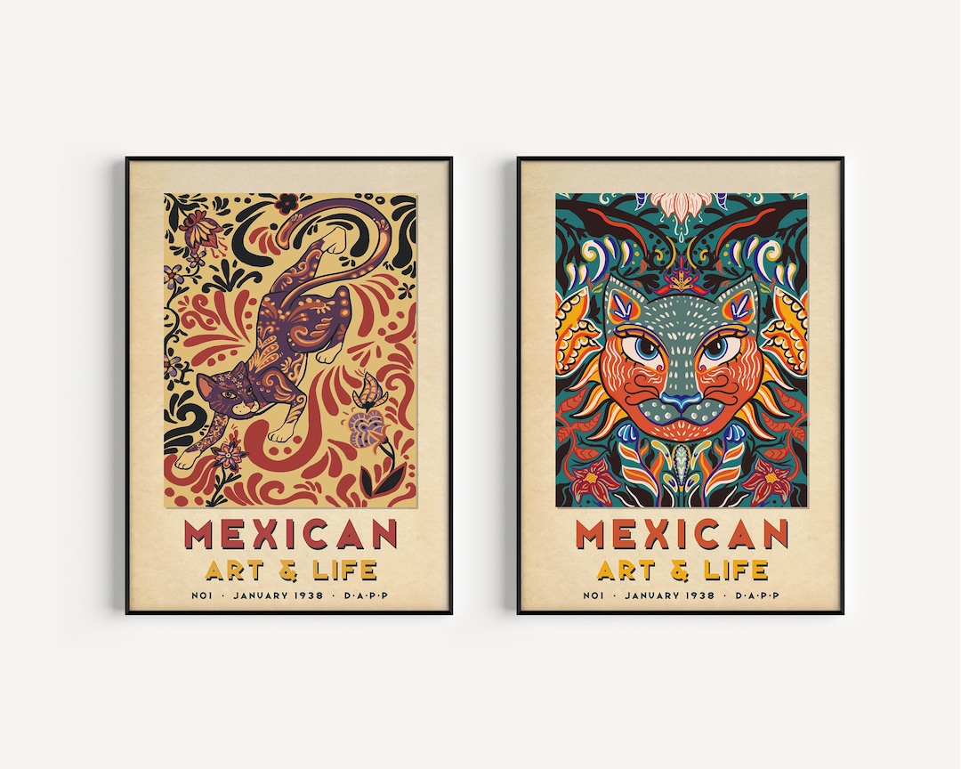 Mexican Set of 2 Prints, Mexican Art Poster, Mexican Art, Mexican Wall ...