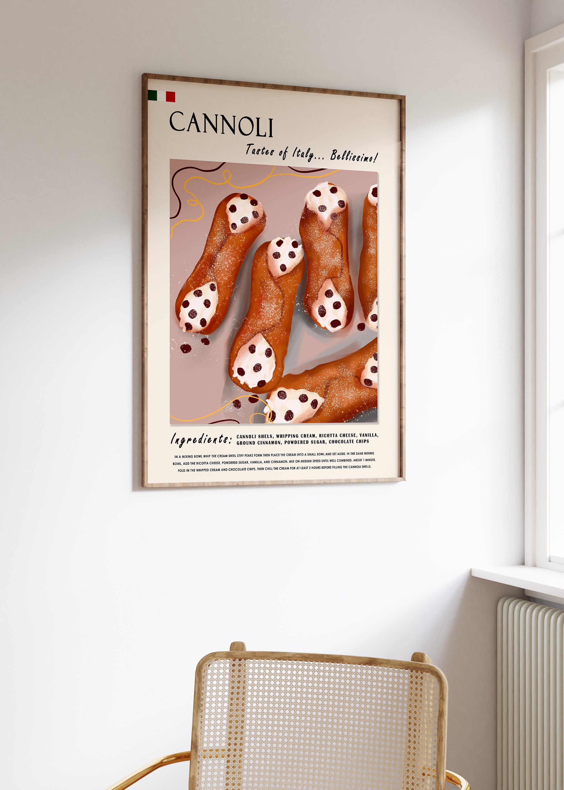 Cannoli Food Poster Italian Food Art Dessert Poster Dessert - Etsy UK