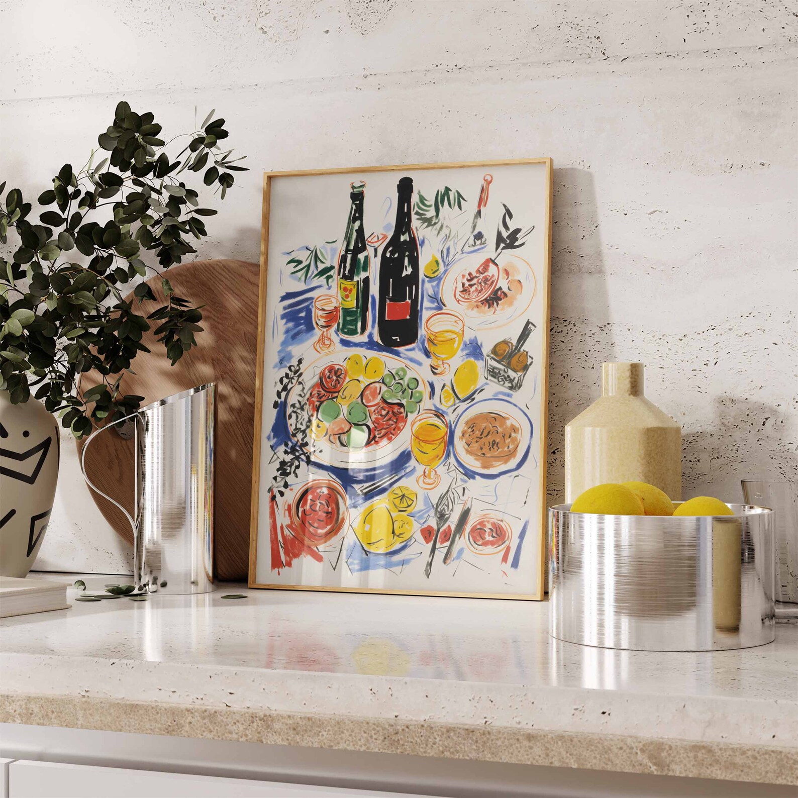 Retro Dinner Party Food Poster, Vintage Kitchen Illustration Art - Etsy