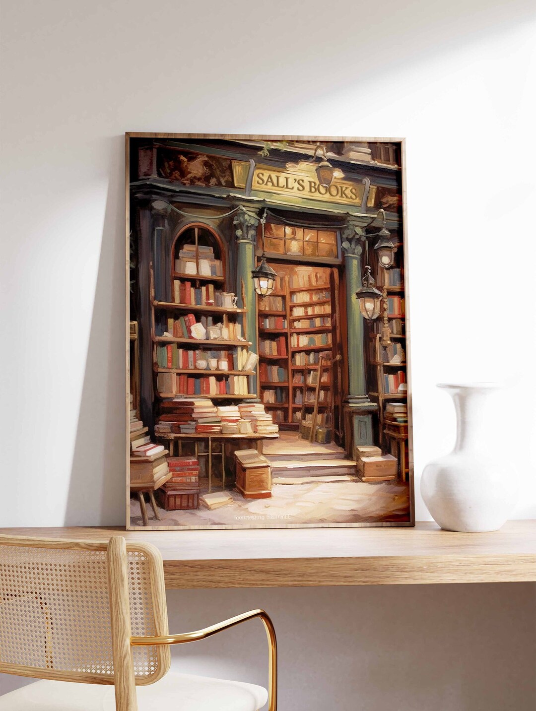 Vintage Book Store Poster, Book Shop Print, Book Lovers Gift, Reading ...