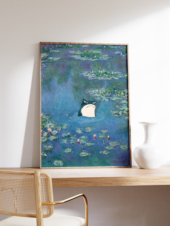 Monet Waterlily Frog Print Claude Monet Frog Poster | Etsy