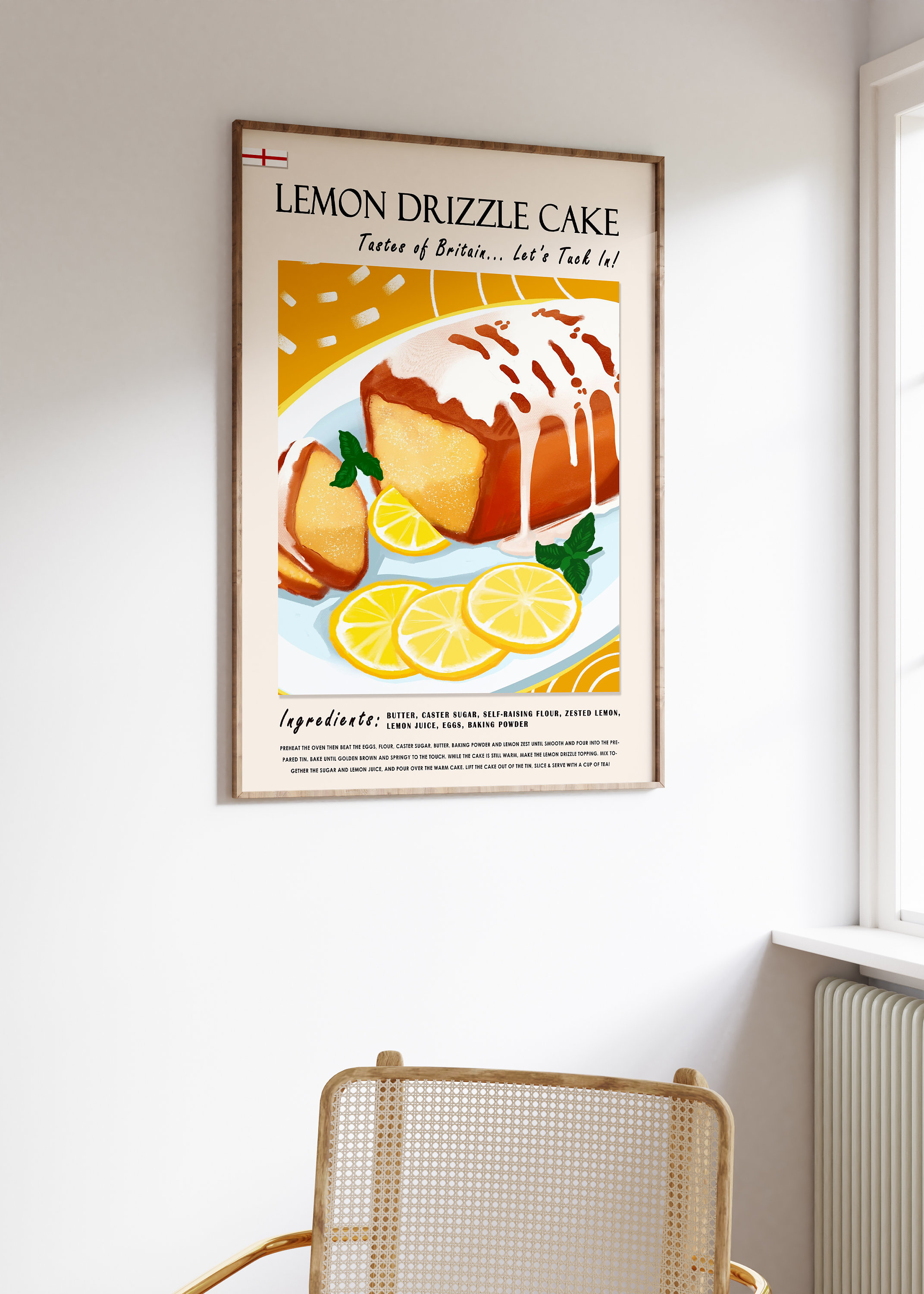 Lemon Drizzle Cake Poster, Food Art, Food Poster, Cake Poster, London ...