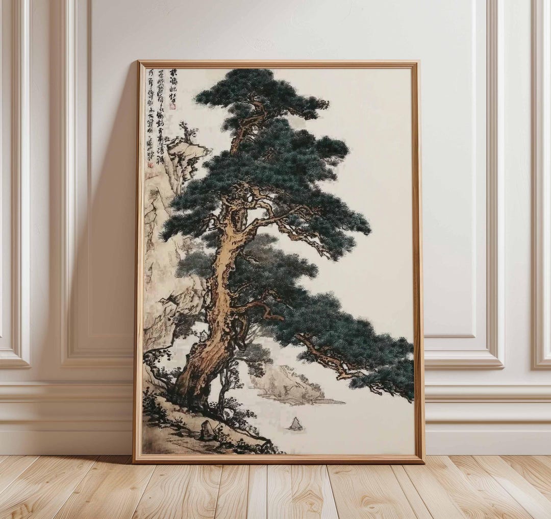 Ancient Pine Tree Wall Art, Japanese Nature Poster Print, Zen Botanical ...