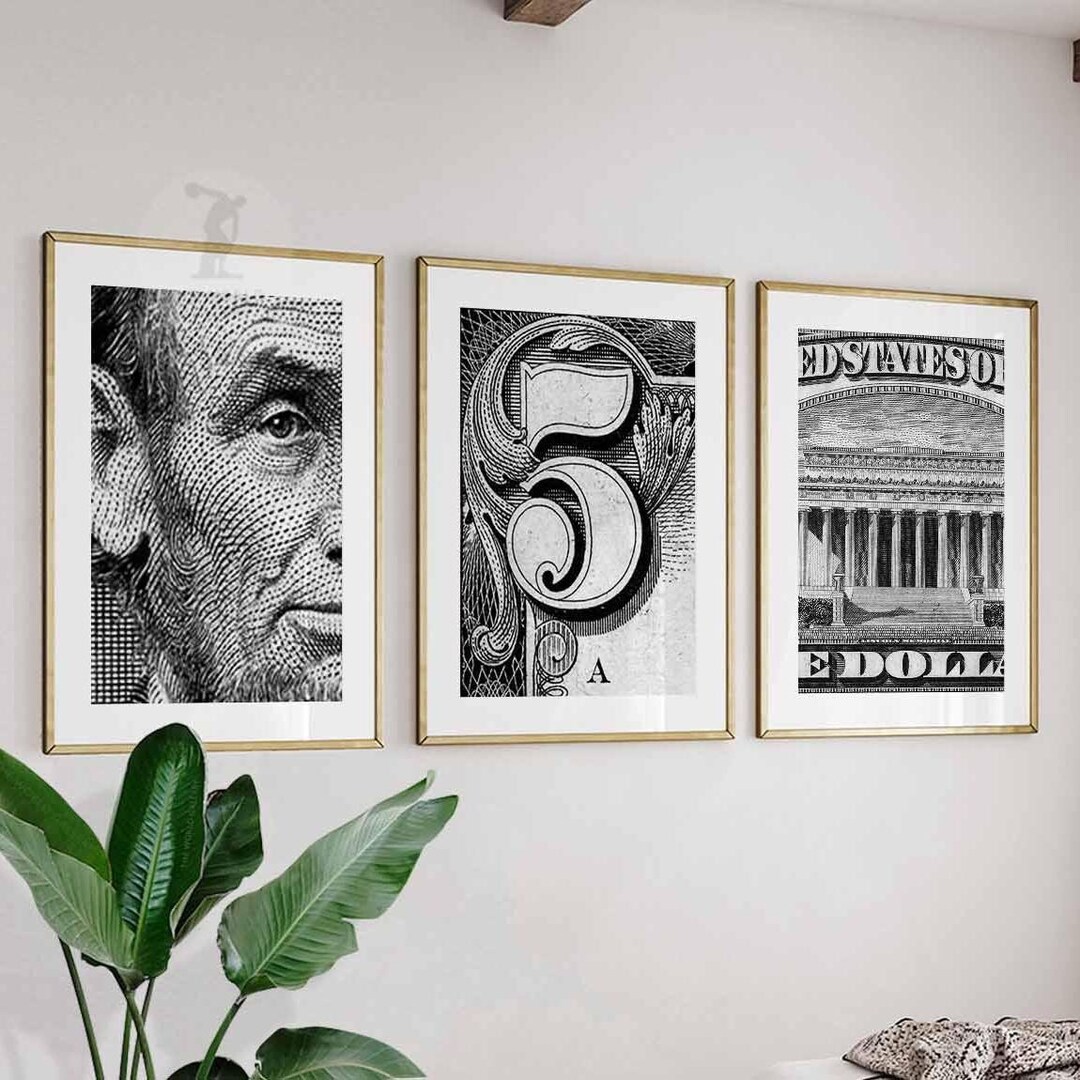 Dollar Bill Set of 3 Posters | Money Wall Art | Luxury Wall Art ...