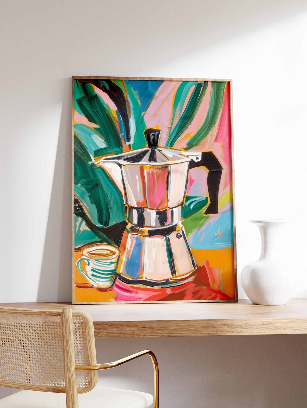 Vintage Italian Coffee Print, Retro Coffee Poster, Moka Pot Print, Boho ...
