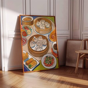 Chinese Food Print, Dumplings, Spring Rolls, Kitchen Decor - Etsy