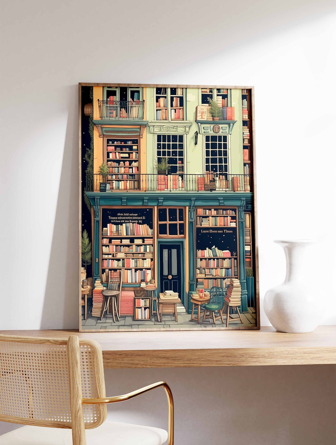 Vintage Book Store Poster, Book Shop Print, Book Lovers Gift, Reading ...