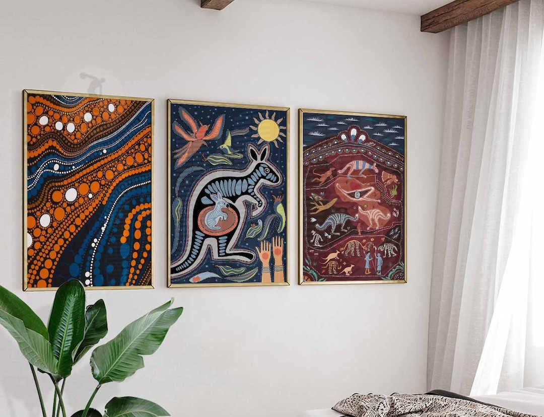 Aboriginal Set of 3 Prints, Indigenous Poster Set, Aboriginal Decor ...
