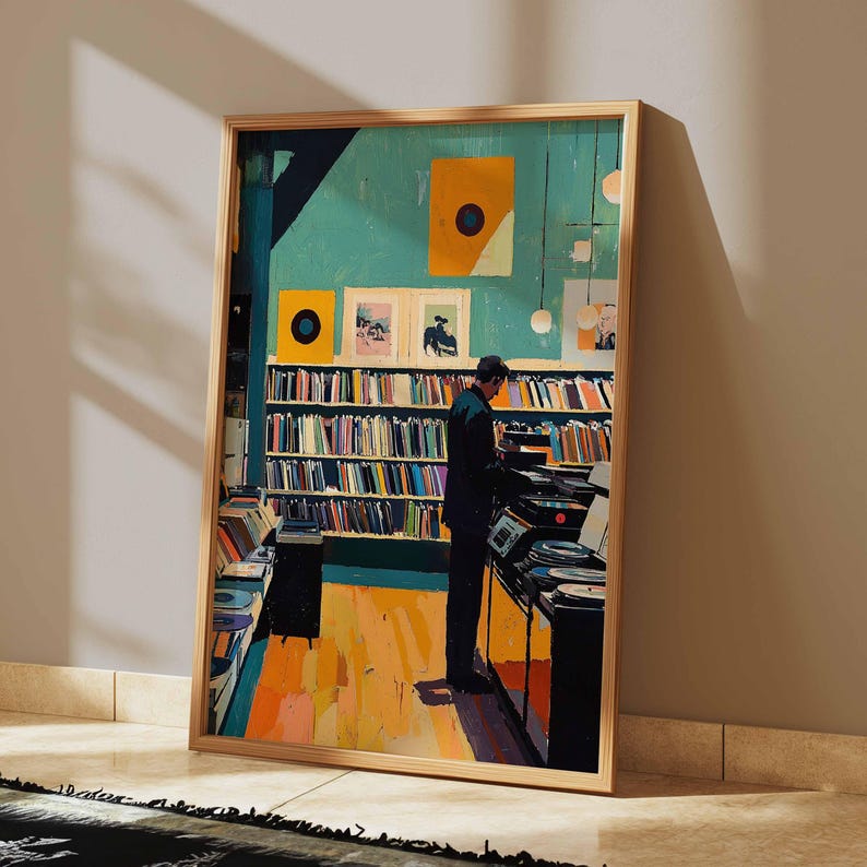 Retro Vinyl Record Store Poster, Vintage Music Print, Record Store Art ...