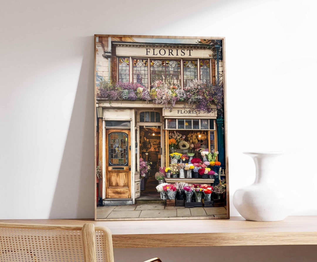 Vintage Florist Poster, Botanical Decor, Retro Flower Shop Print, Retro ...