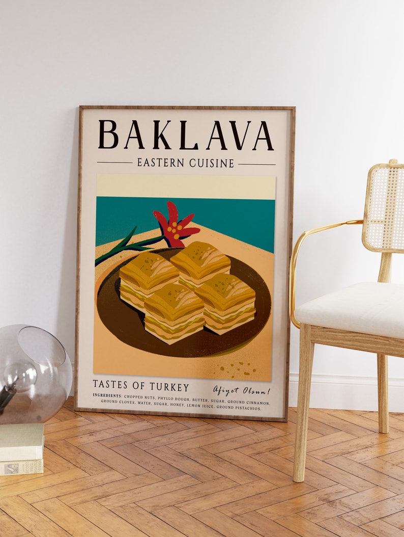 Turkish Food Poster Baklava Food Print Travel Poster - Etsy