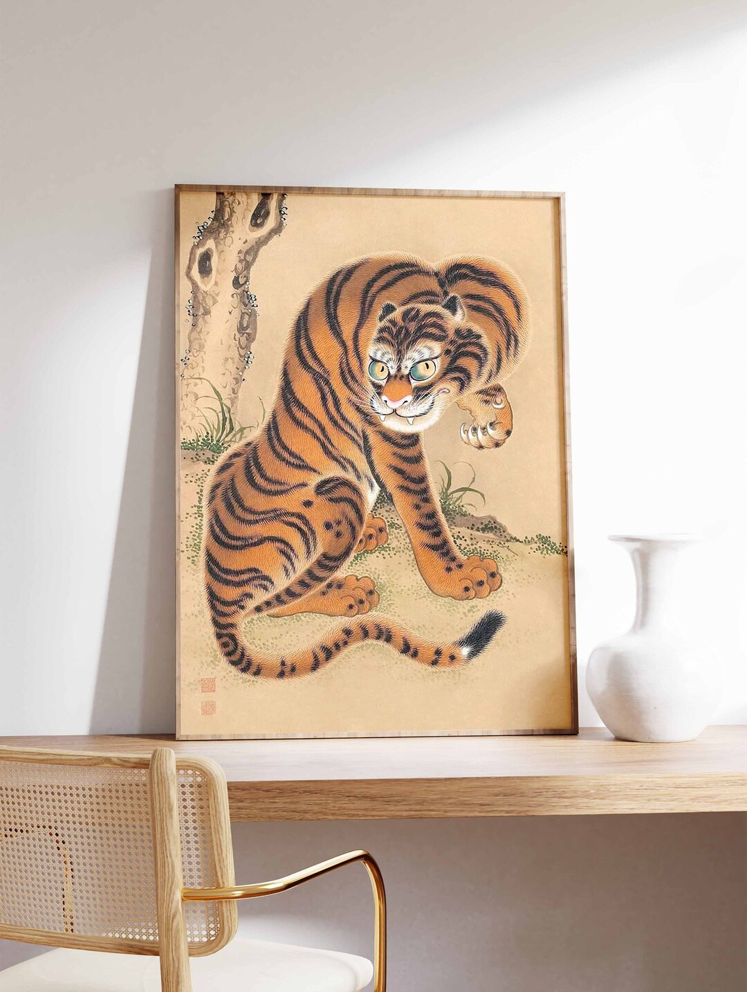 Vintage Japanese Tiger Print, Jungle Poster, Katsushika Hokusai Art ...