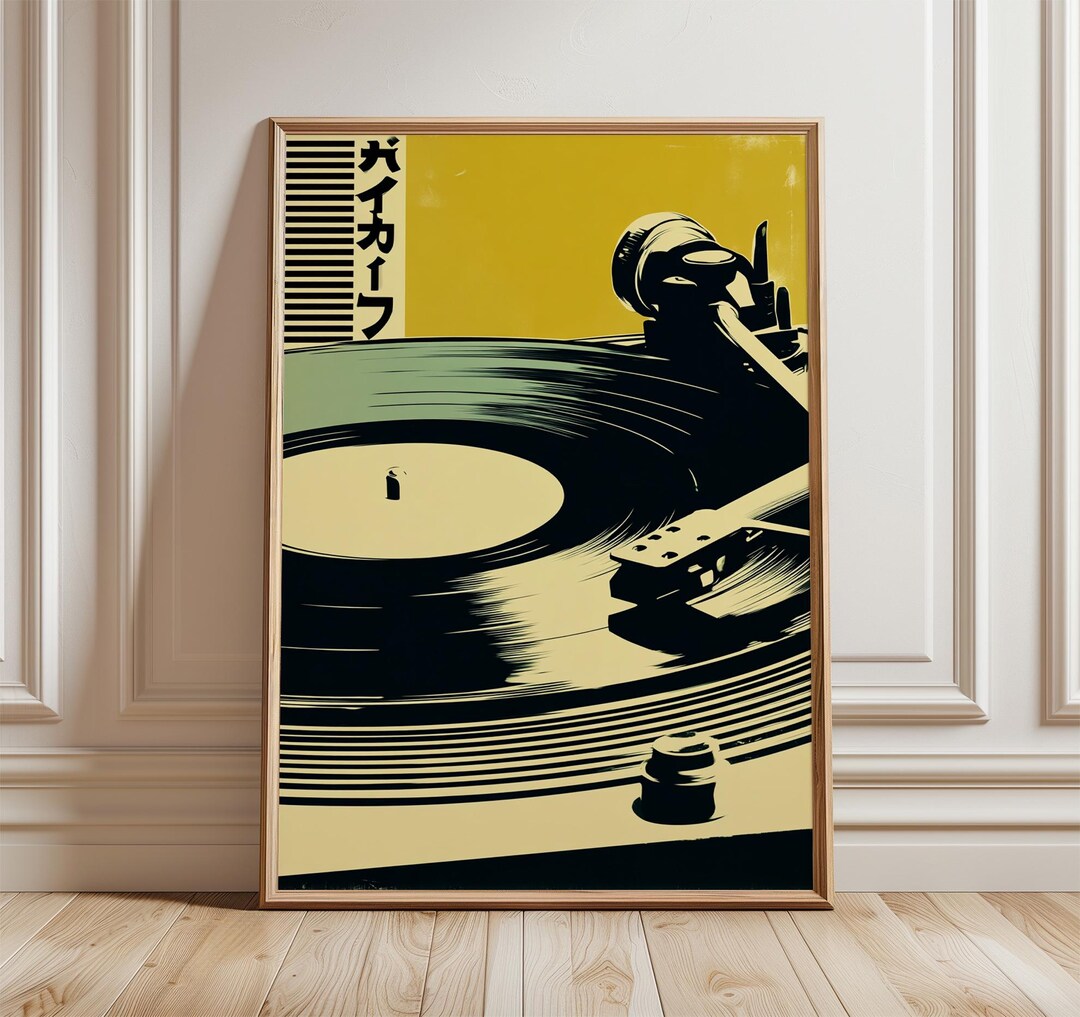 Vinyl Record Player Poster, Japanese Retro Music Art Print, Turntable ...