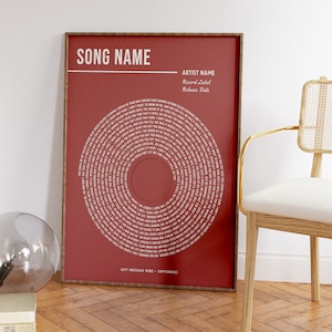 Custom Vinyl Lyrics Print, Personalised Music Poster, Customizable ...