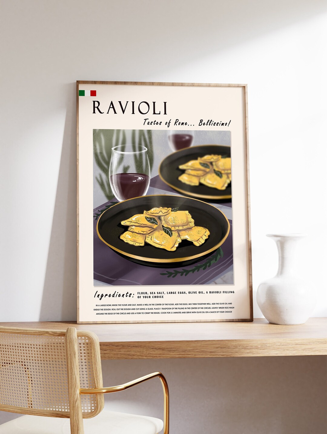 Italian Ravioli Food Poster, Food Art, Rome Print, Kitchen Poster ...