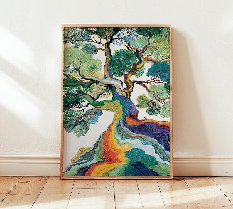 Colorful Abstract Tree Poster, Modern Nature Wall Art Print, Vibrant ...