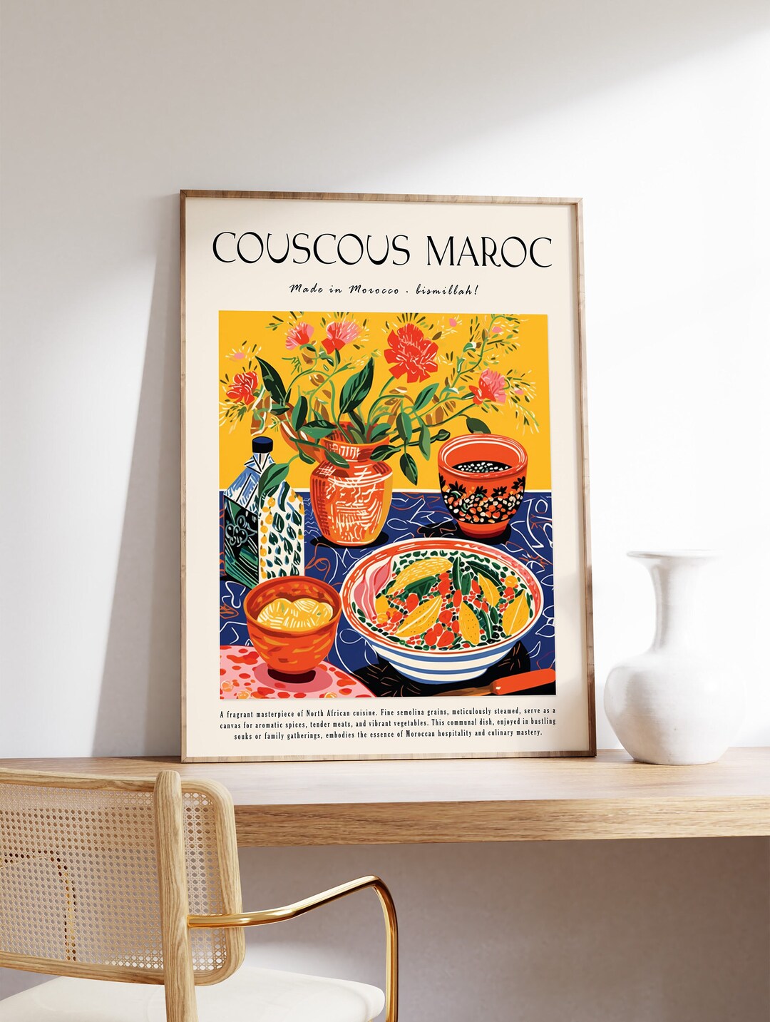 Moroccan Food Poster, Moroccan Food Print, Couscous Poster, Middle ...