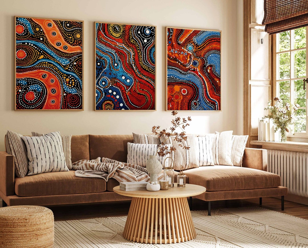 Aboriginal Set of 3 Prints, Cultural Wall Art, Indigenous Poster Set ...